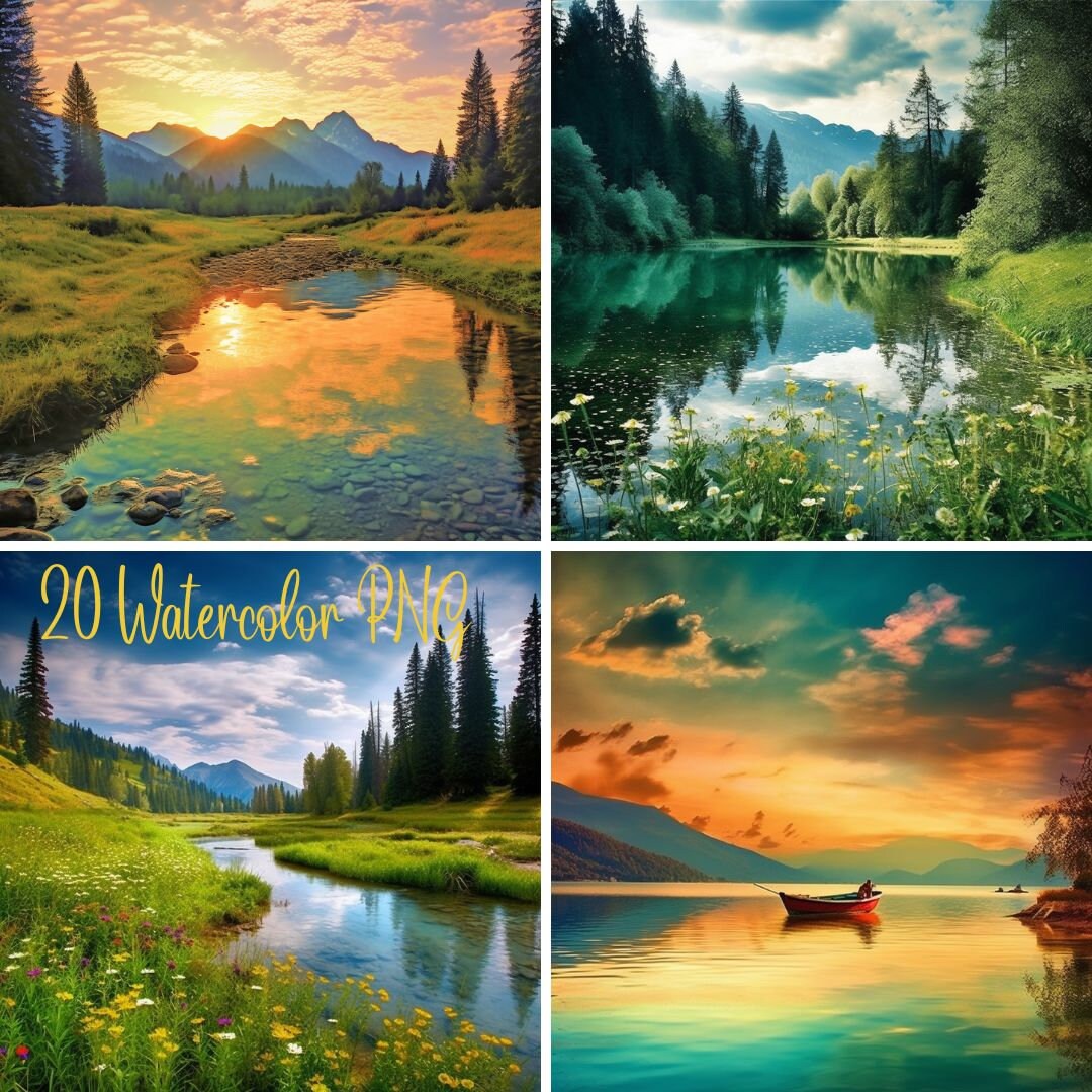 Landscape Print Nature, 20+ Stunning Scenery, Decor Gift, Clipart ...