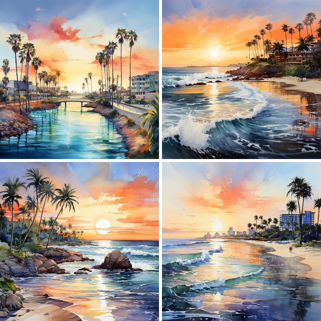 Watercolor Landscape 12 Florida Beach Scenery Sunset - Etsy