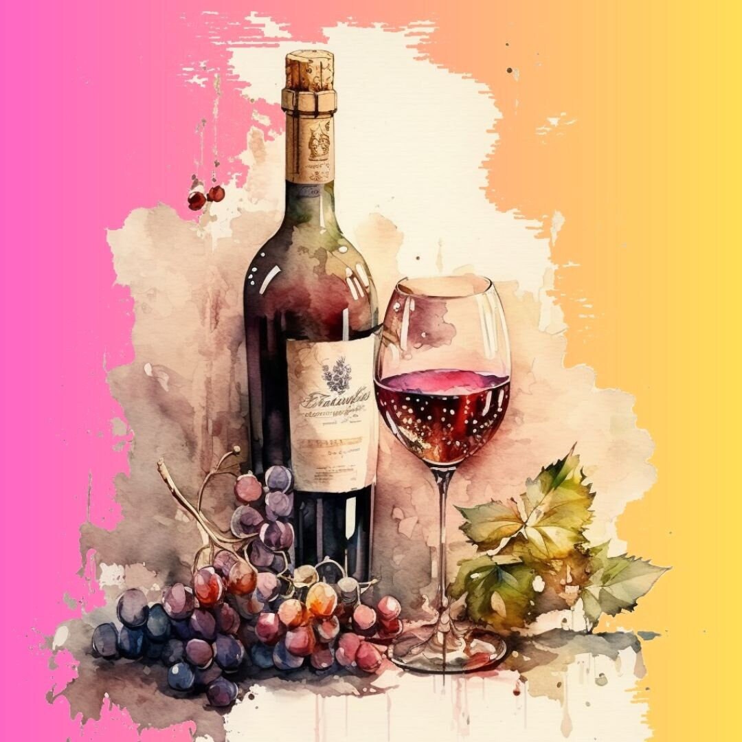 Wine Clipart Bundle Watercolor, 10+ Wine Bottles, Wine Glass and Grapes ...