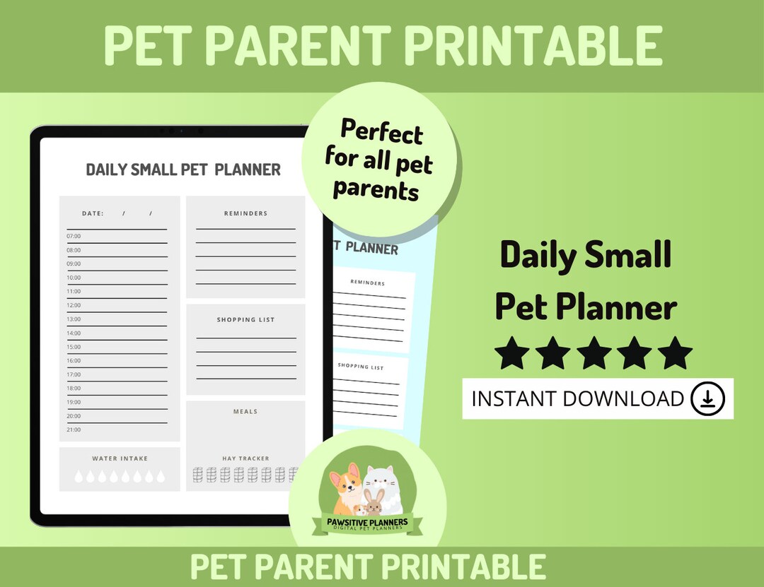 Daily Small Pet Planner Printable Bundle Printable Pet - Etsy