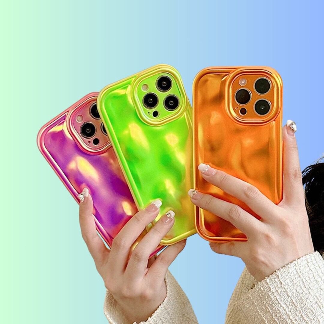 Bubble Wave Shinny Color Phone Case for iPhone 14 13 12 11, Soft ...