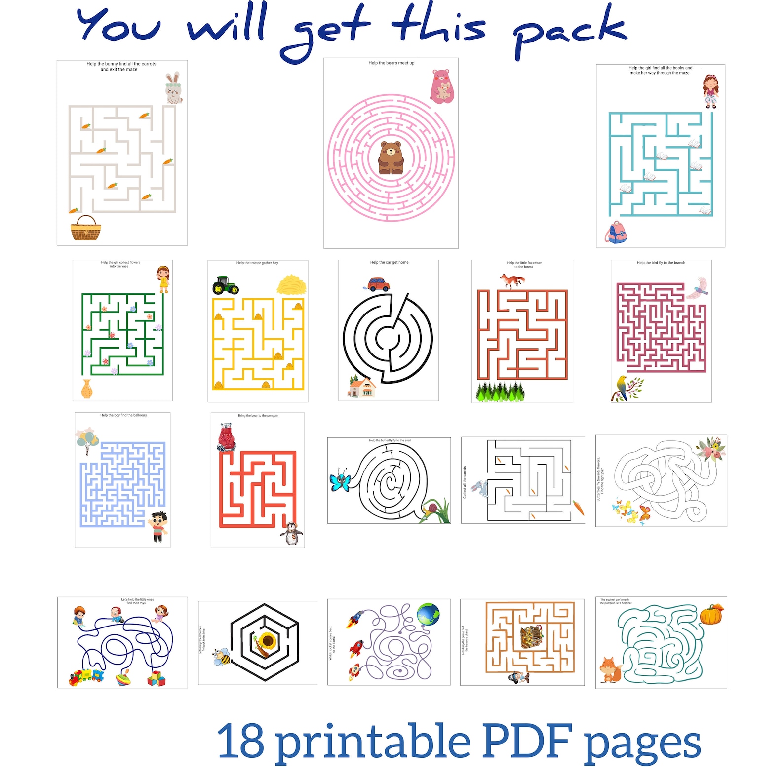Printable Mazes|18colorful Mazes With Pictures|printable Games|kids ...