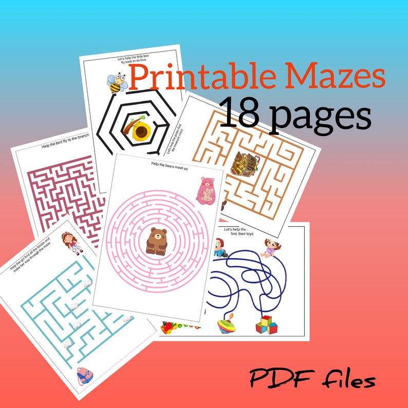 Printable Mazes|18colorful Mazes With Pictures|printable Games|kids ...