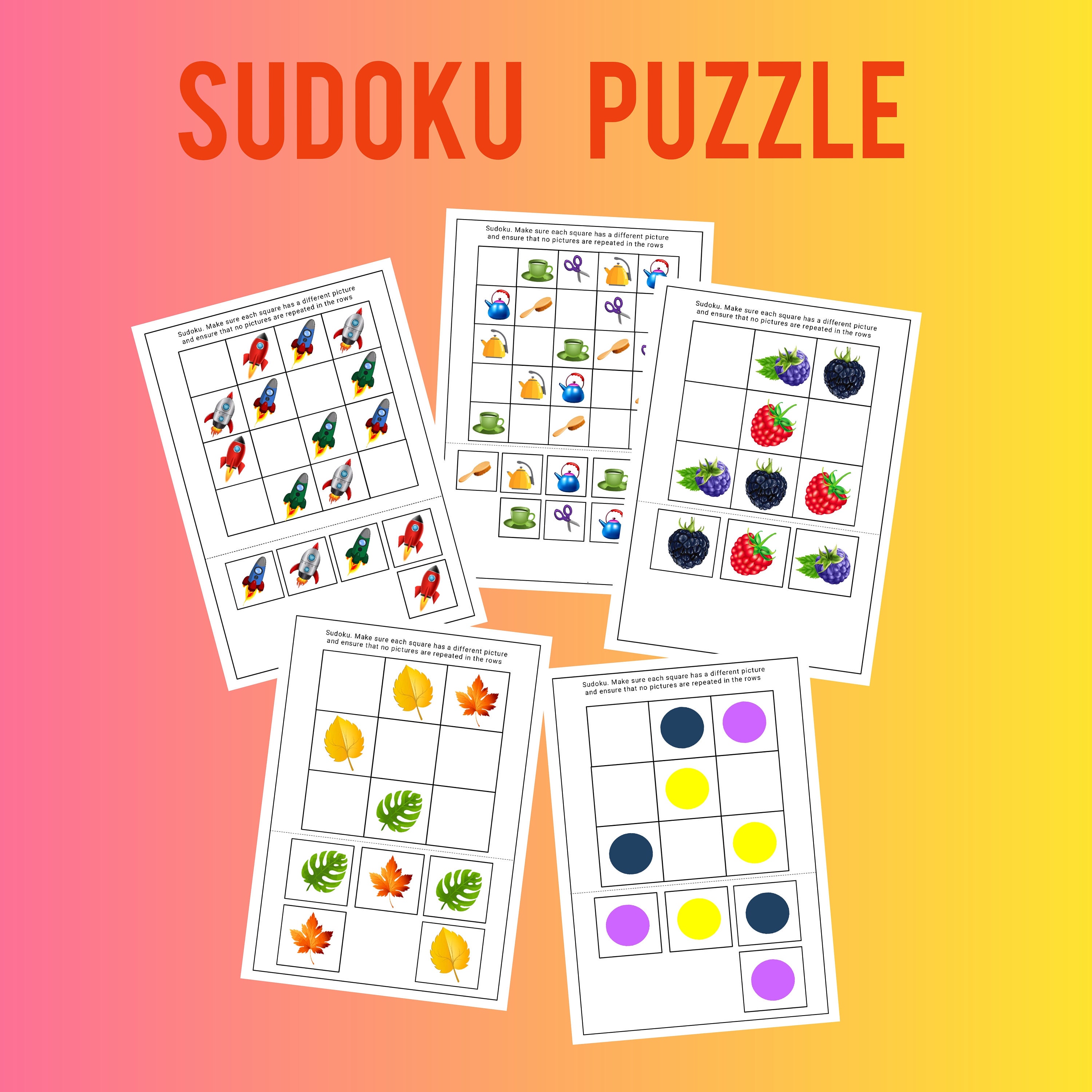 Sudoku for Kids Sudoku Puzzles Educational Printables Preschool ...