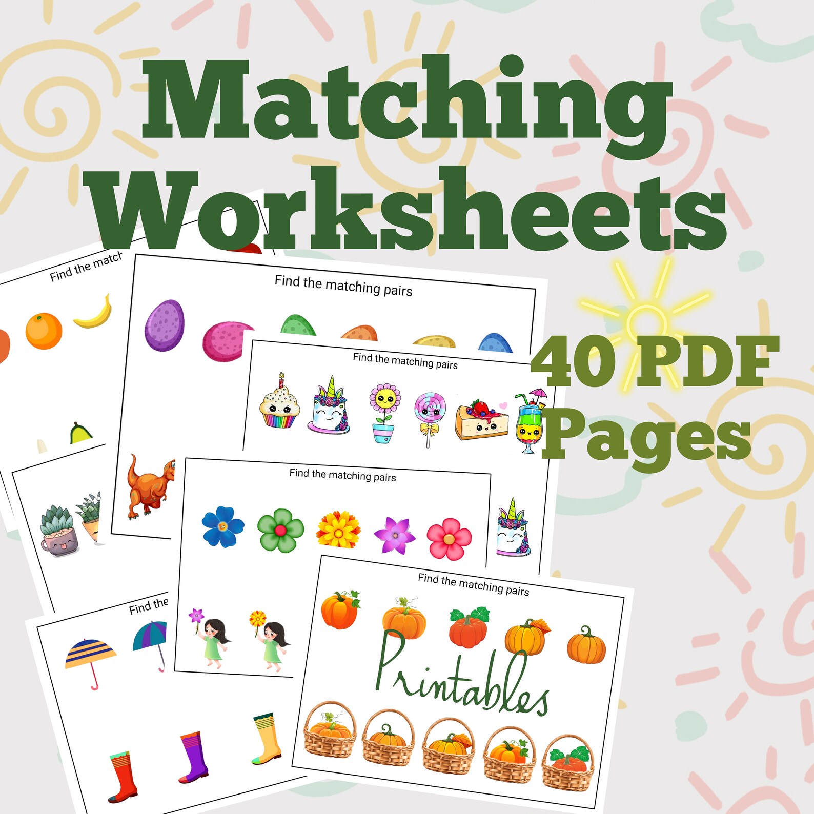Printable Matching Worksheets| Match the Picture| Preschool Worksheets ...