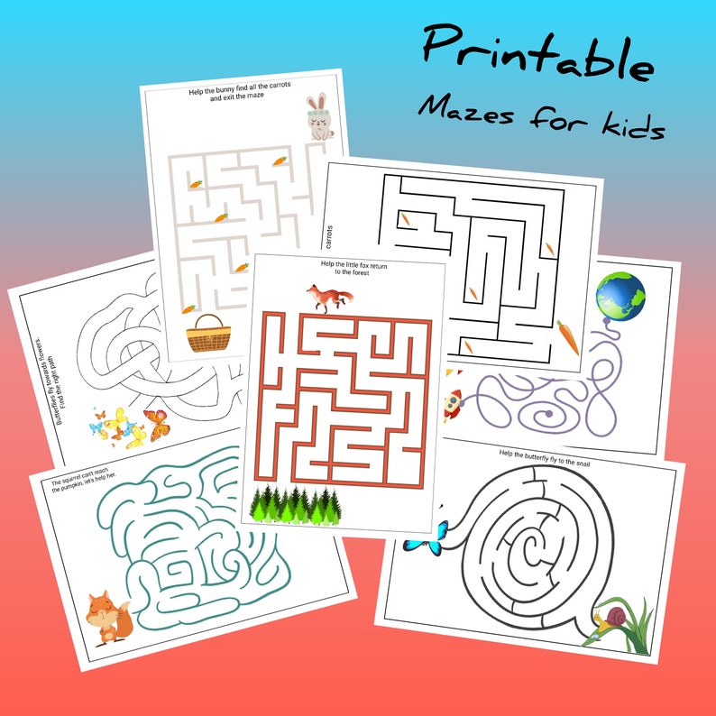 Printable Mazes|18colorful Mazes With Pictures|printable Games|kids ...