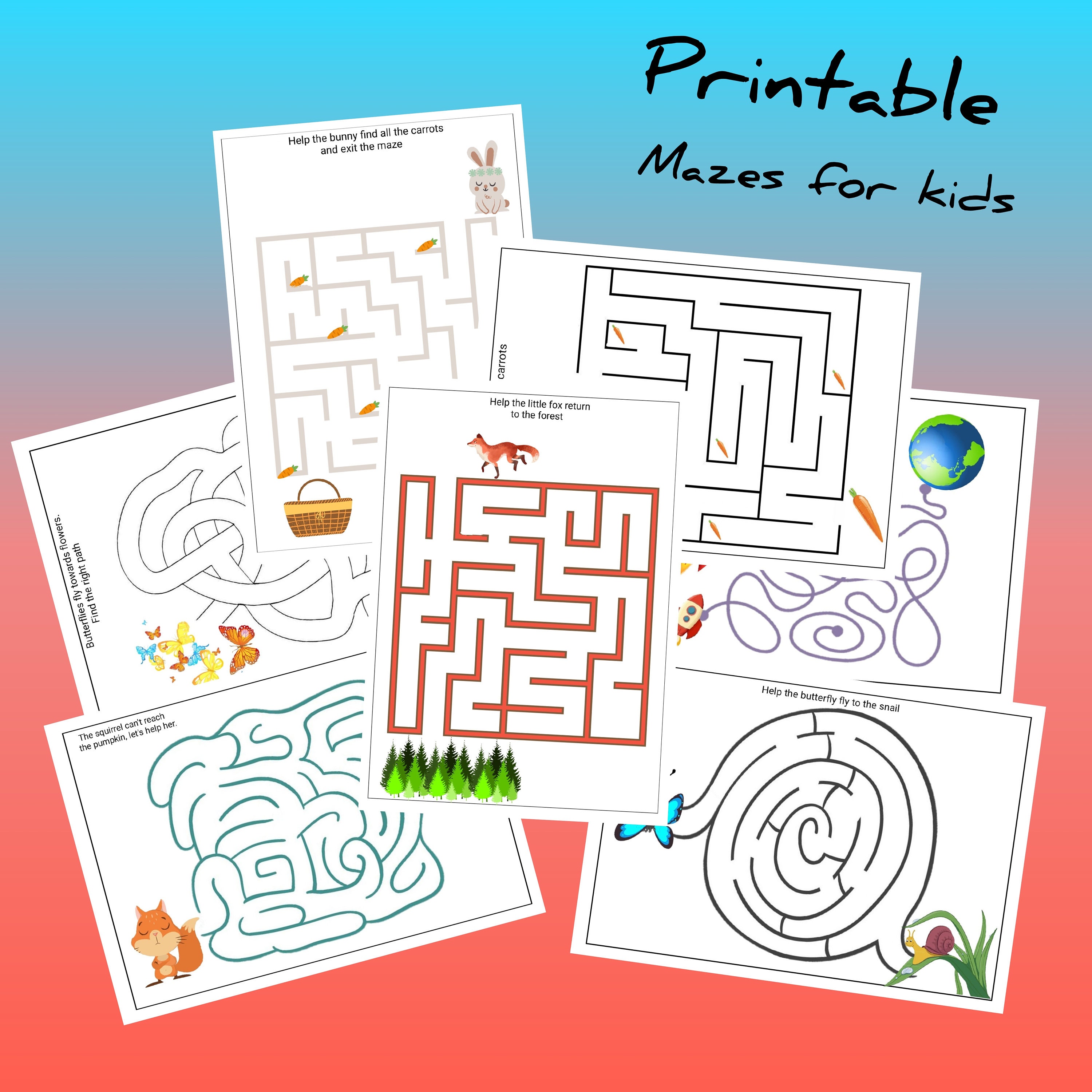 Printable Mazes|18colorful Mazes With Pictures|printable Games|kids ...