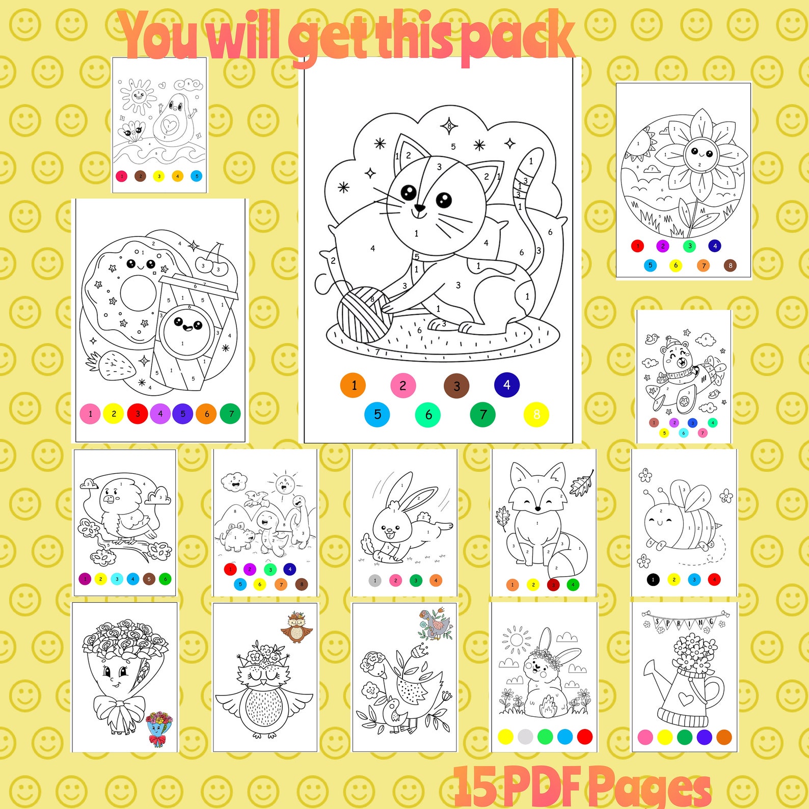 Color by Number and Example| Preschool Printables| Kindergarten ...