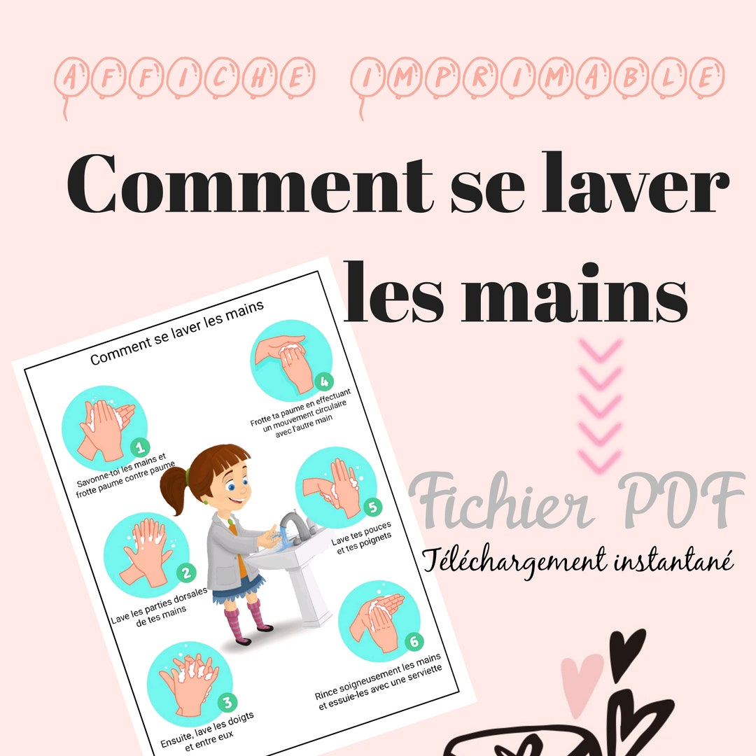 Affiche Lavage Mains Enfants| Hygiène Enfants| Affiche Éducative ...