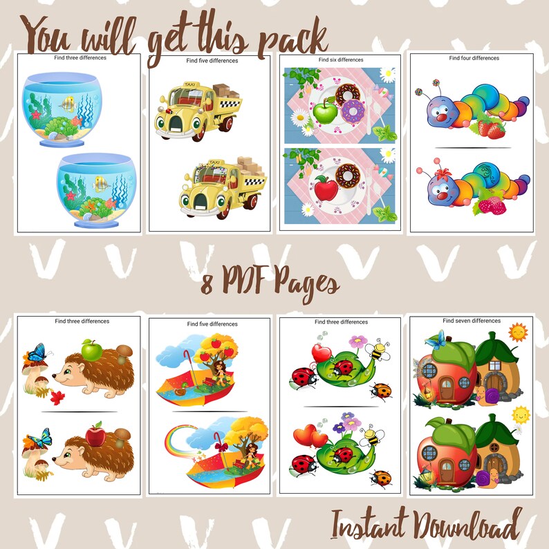 Spot the Difference Printable Worksheets| Find the Difference Game for ...