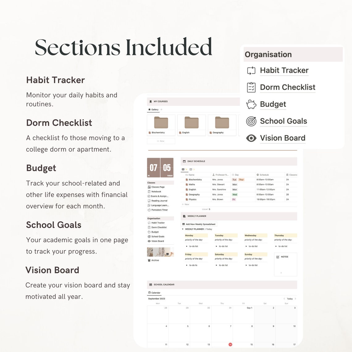 Student Planner Notion Template | Notion Student Planner Template ...