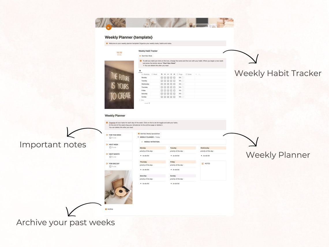 Notion Weekly Planner | Notion Template Weekly | Notion Personal Life ...