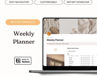 Notion Weekly Planner | Notion Template Weekly | Notion Personal Life Planner | Pink Notion ...