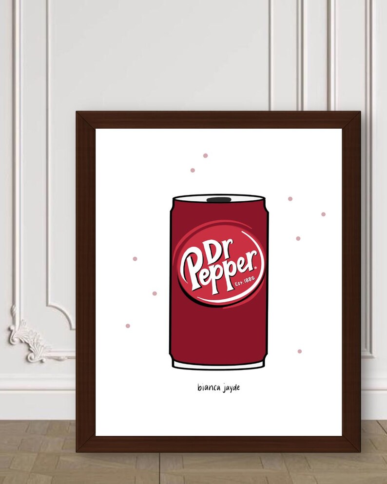 Dr Pepper Wall Art – Minimalist Soda Can Print, Fun Kitchen Decor, Pop ...