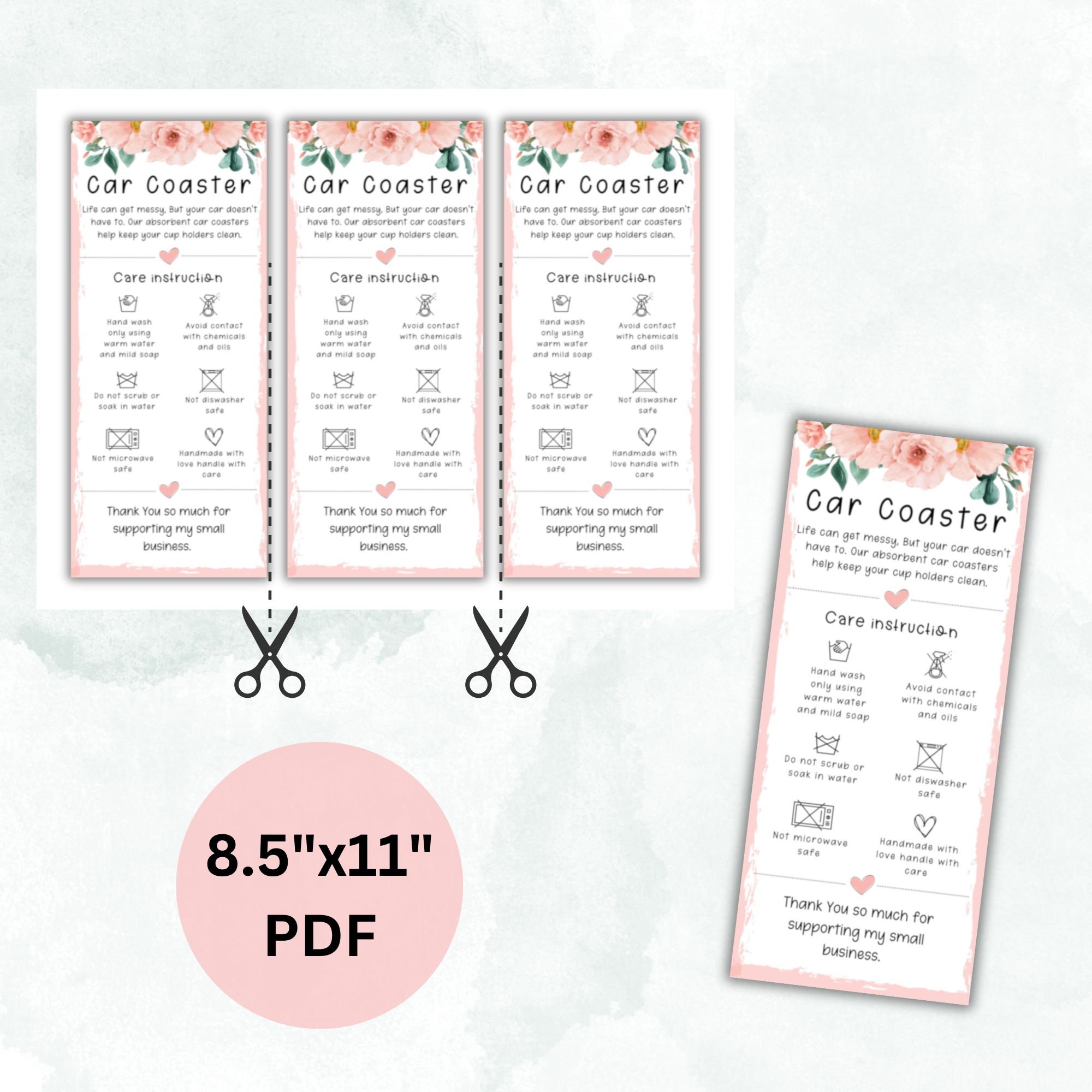 Car Coaster Tag, Car Coaster Packaging, Car Coaster Care Instruction ...