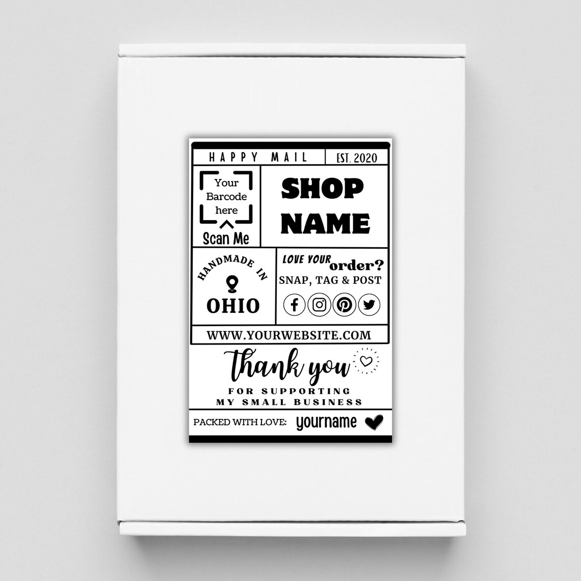 Editable 4x6 Shipping Packaging , Printable, Small Business Thank You ...