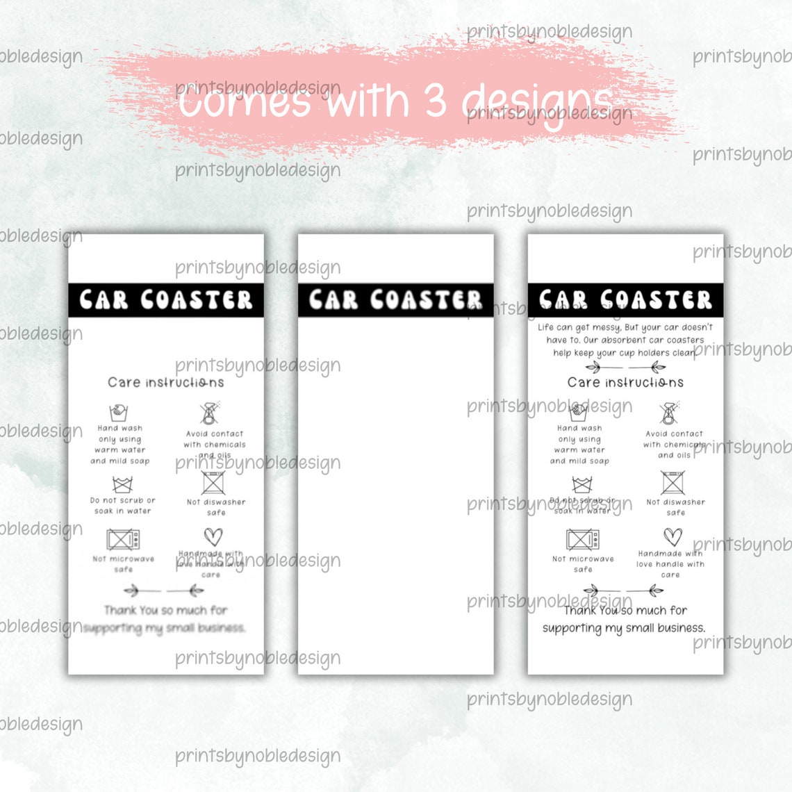 Car Coaster Tag, Car Coaster Packaging, Car Coaster Care Instruction ...