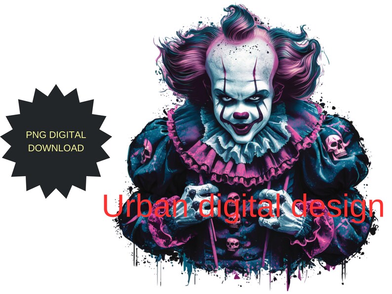 Clown Creepy Face Scary Halloween Horror Costume Graphic Design Clipart ...