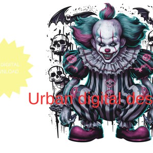 Clown Creepy Face Scary Halloween Horror Costume Graphic Design Clipart ...