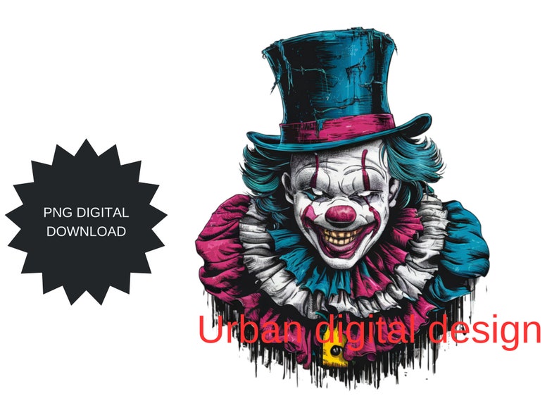 Clown Creepy Face Scary Halloween Horror Costume Graphic Design Clipart ...