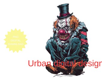 Clown Creepy Face Scary Halloween Horror Costume Graphic Design Clipart ...