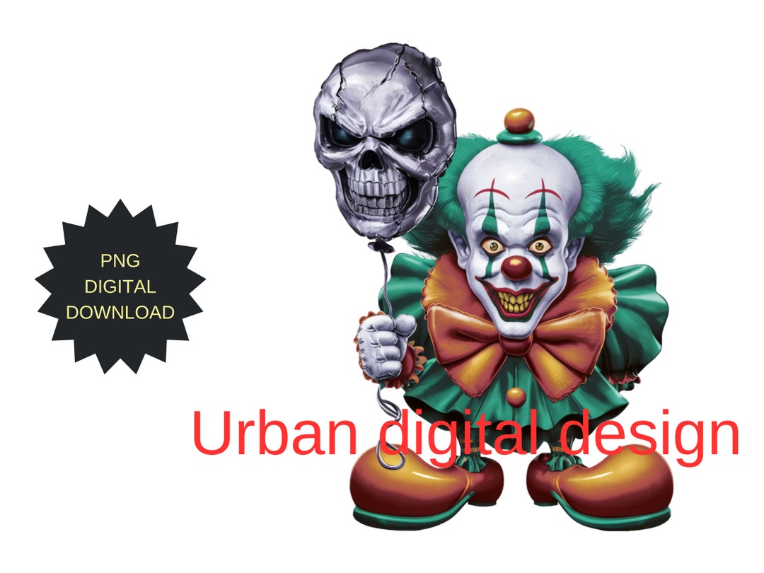 Clown Creepy Face Scary Halloween Horror Costume Graphic Design Clipart ...