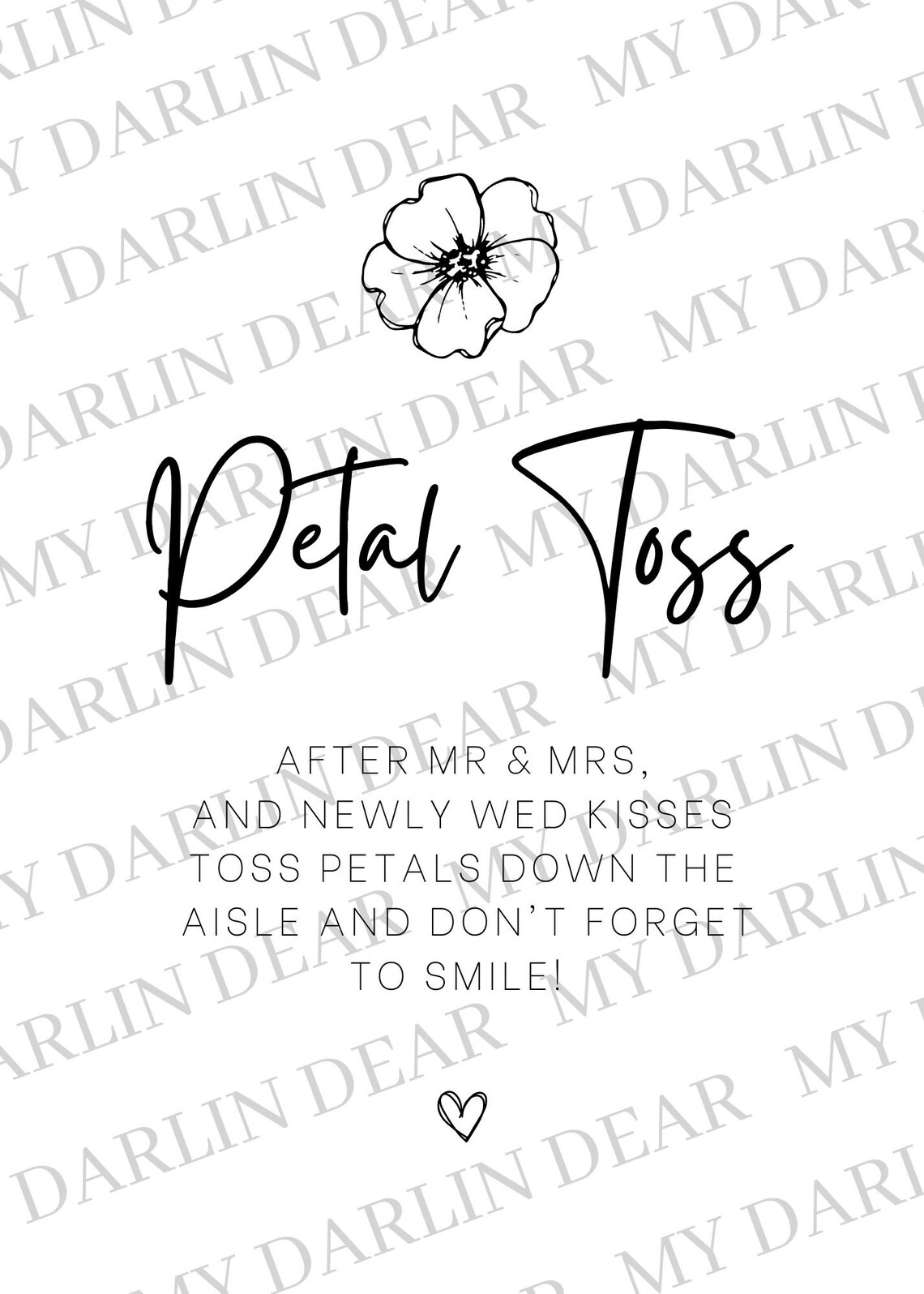 Petal Toss Template | Petal Toss | Wedding Signs | Printable Template ...