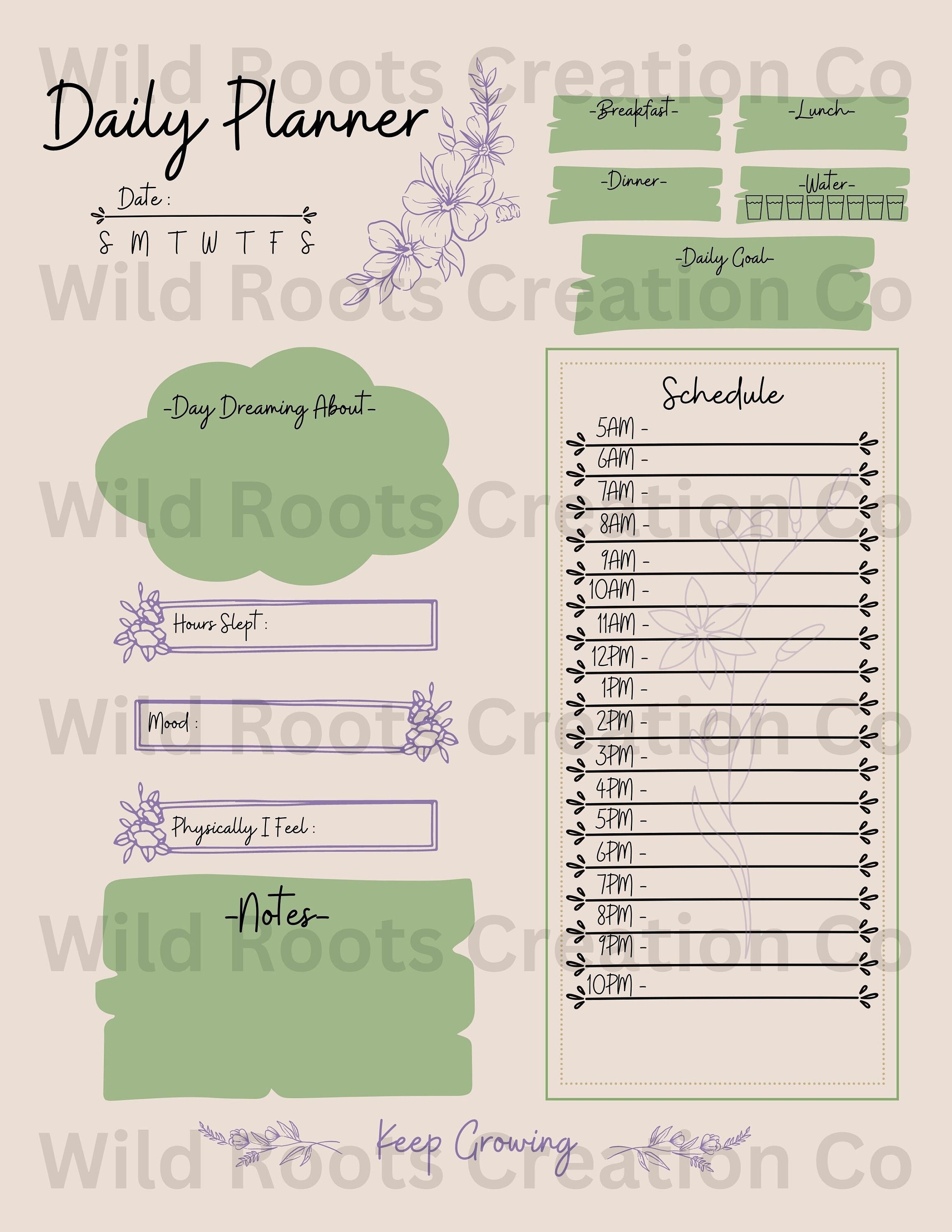Digital Wildflower Planner Title Pages - Monthly and Daily Planner ...