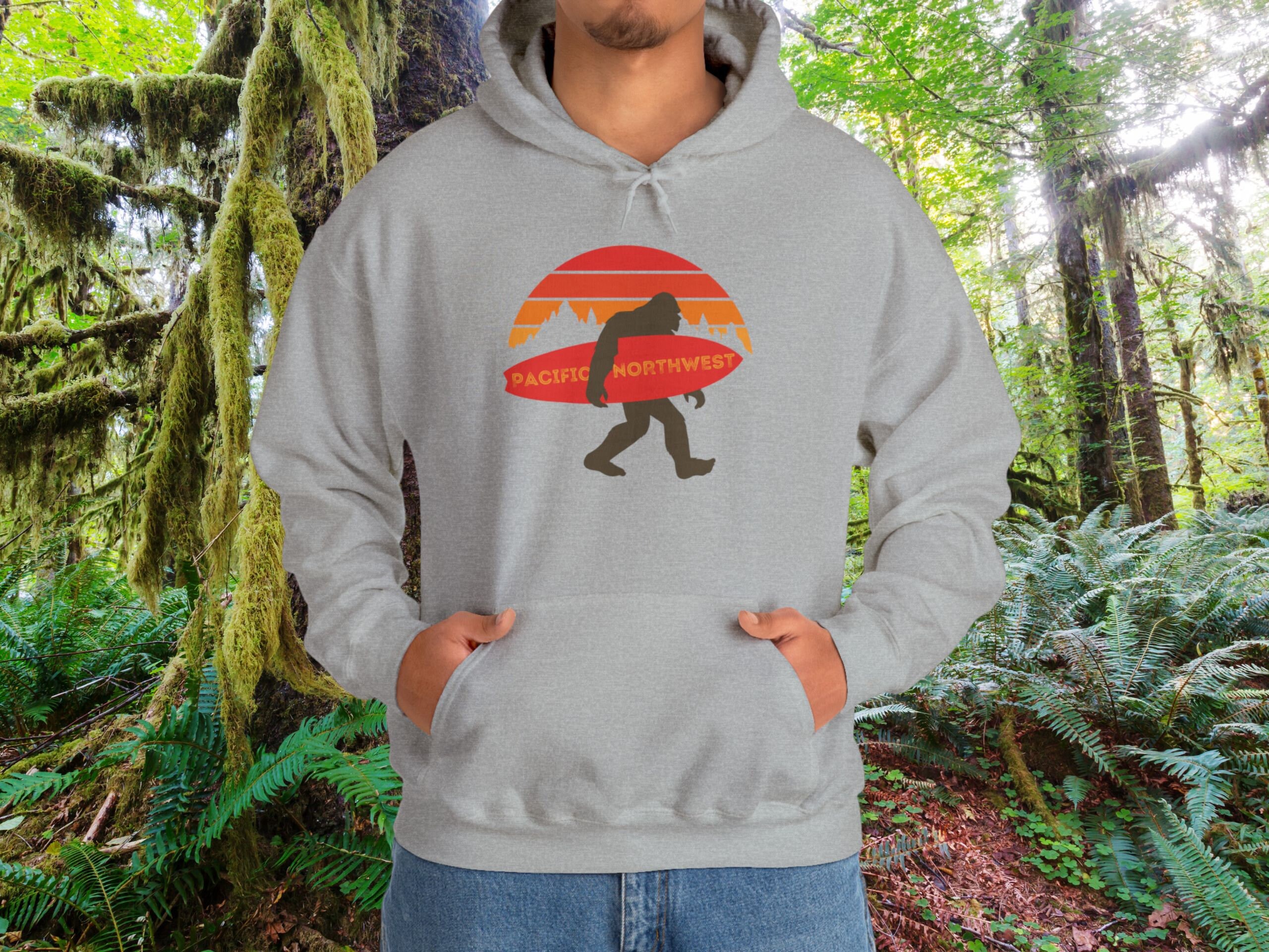 Sasquatch Hoodie Bigfoot PNW Hooded Sweatshirt, Yeti Lover Gift Outdoor ...