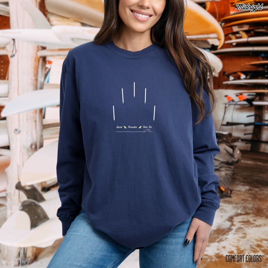 Surfboard Fin Box Long Sleeve T-shirt: Comfort Colors Aesthetic Clothes ...