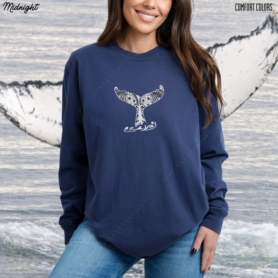 Ocean Inspired Style Humpback Whale Tail Long Sleeve Shirt: Aesthetic ...