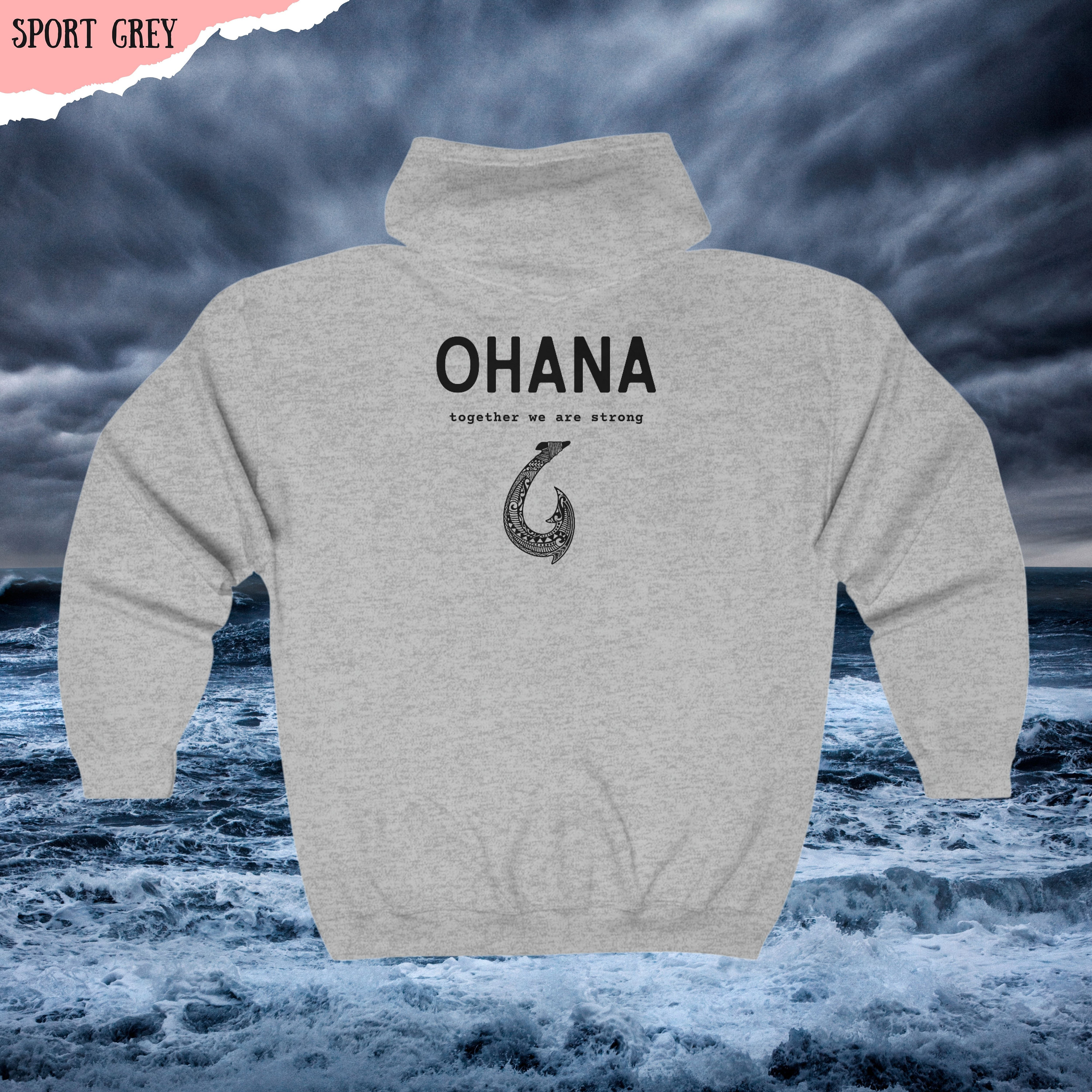Ohana Makau Fish Hook Zip up Hoodie - Together We Are Strong, Brings Good Fortune and Strength ...