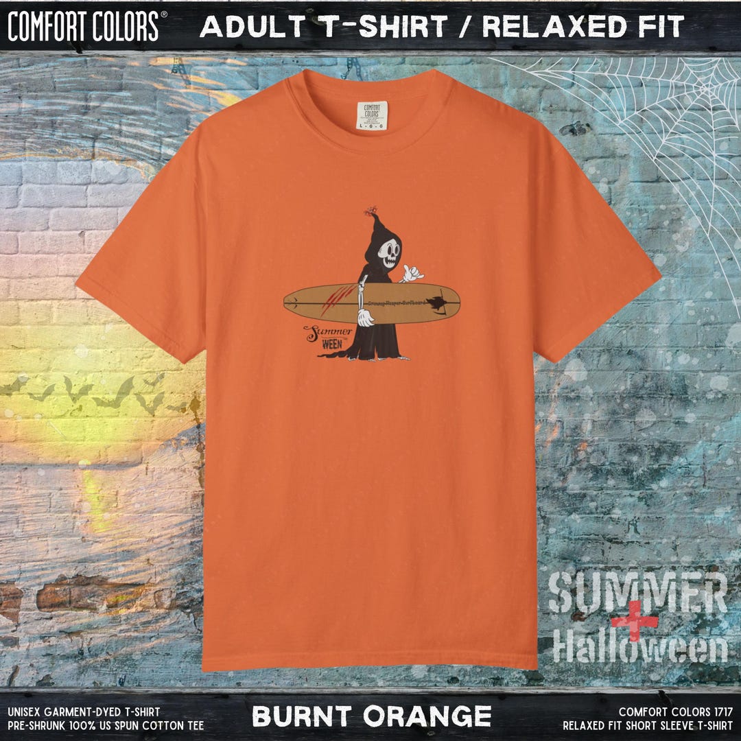 Surfing Reaper Shirt Design Idea for Summer Beach Wear Dark Graphic Tee ...