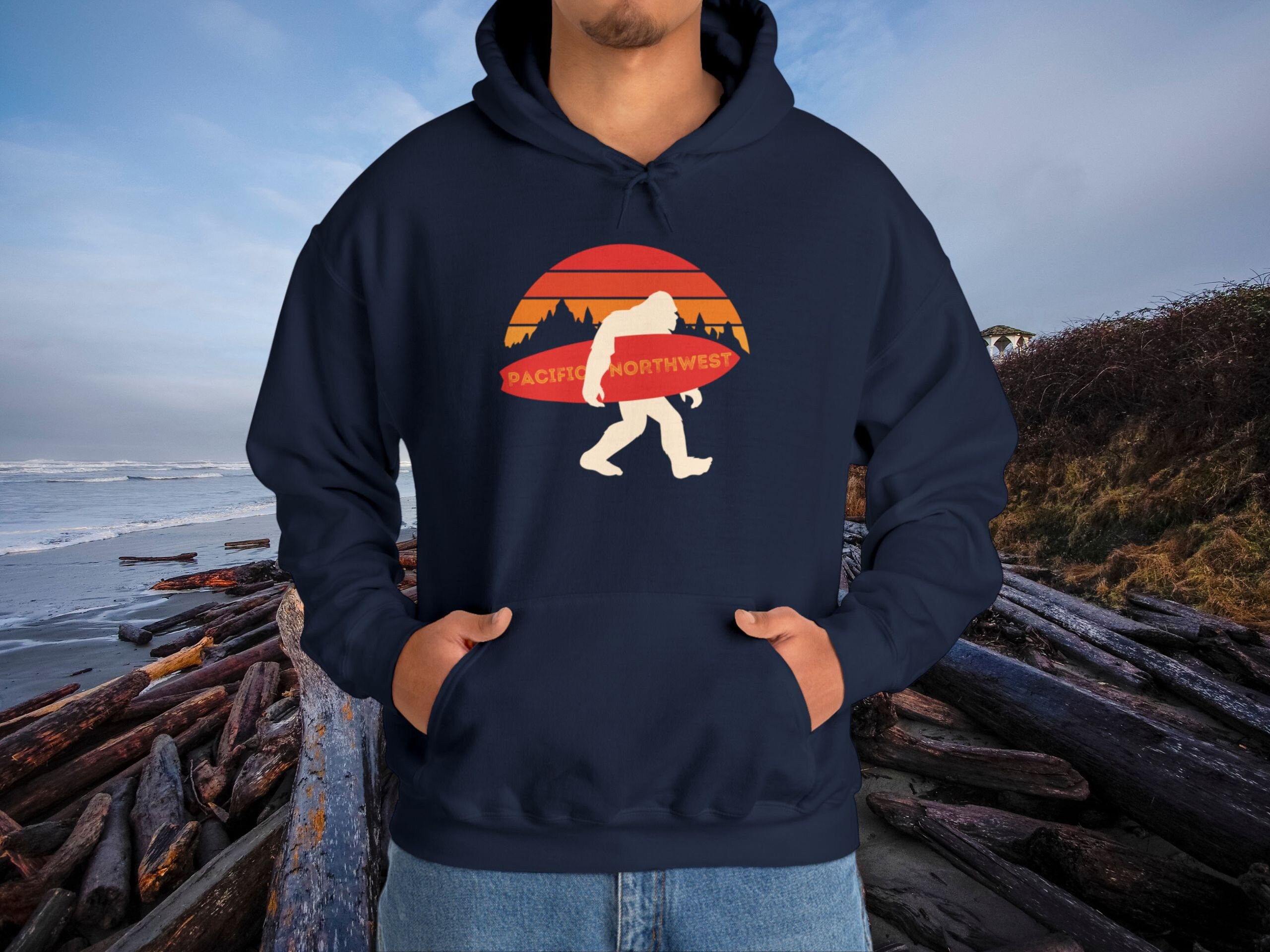 Sasquatch Hoodie Bigfoot PNW Hooded Sweatshirt, Yeti Lover Gift Outdoor ...