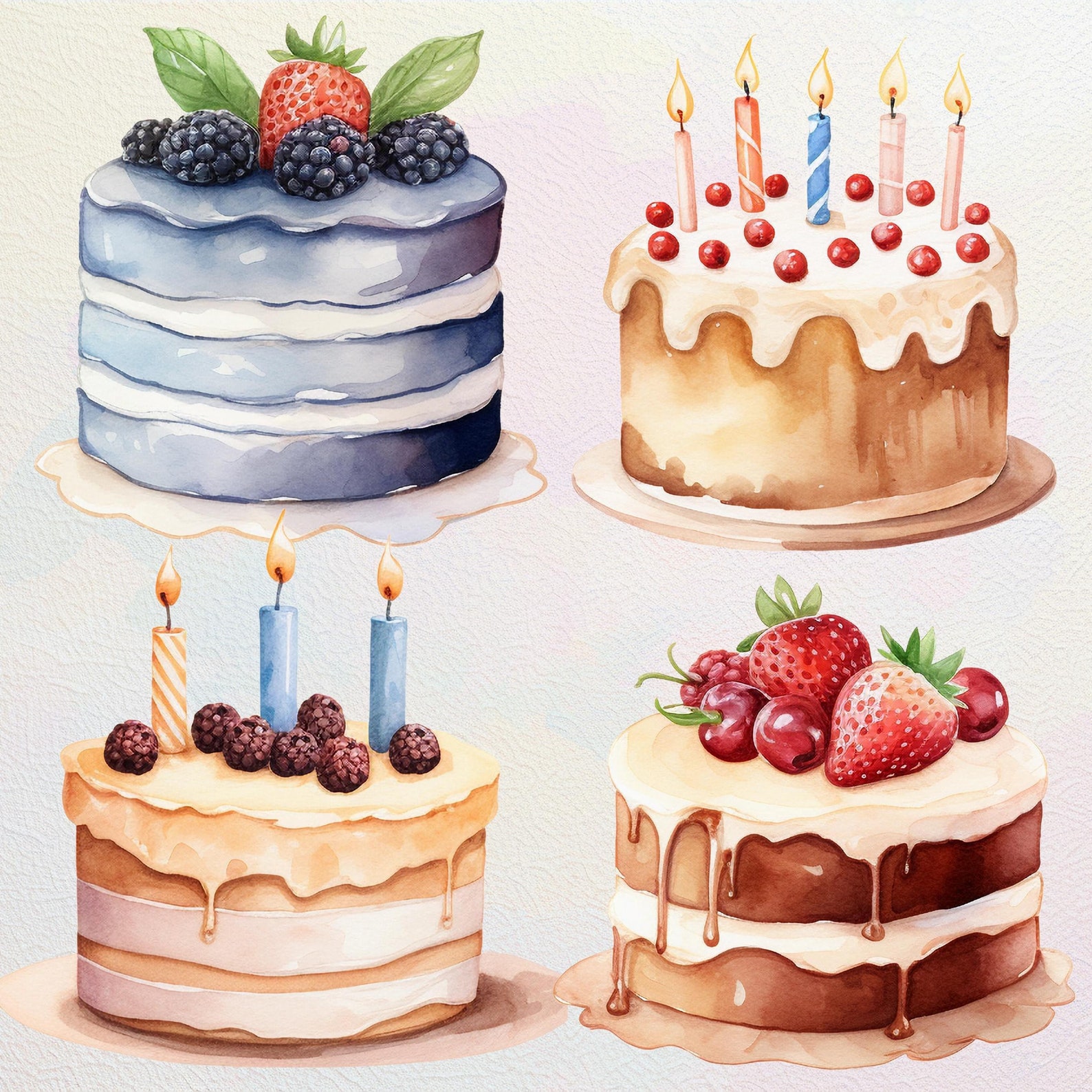Sweet Cakes Watercolor Clipart Birthday Cake Clipart Bundle - Etsy