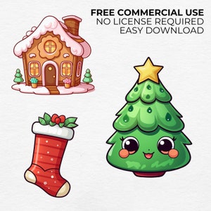 Cute Christmas Clipart PNG | 30 Kawaii Christmas Gift Clipart, Winter ...