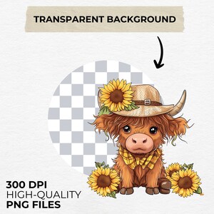 Highland Cow Clipart Bundle | 20 Cute Cows Pngs, Baby Highland Cow ...