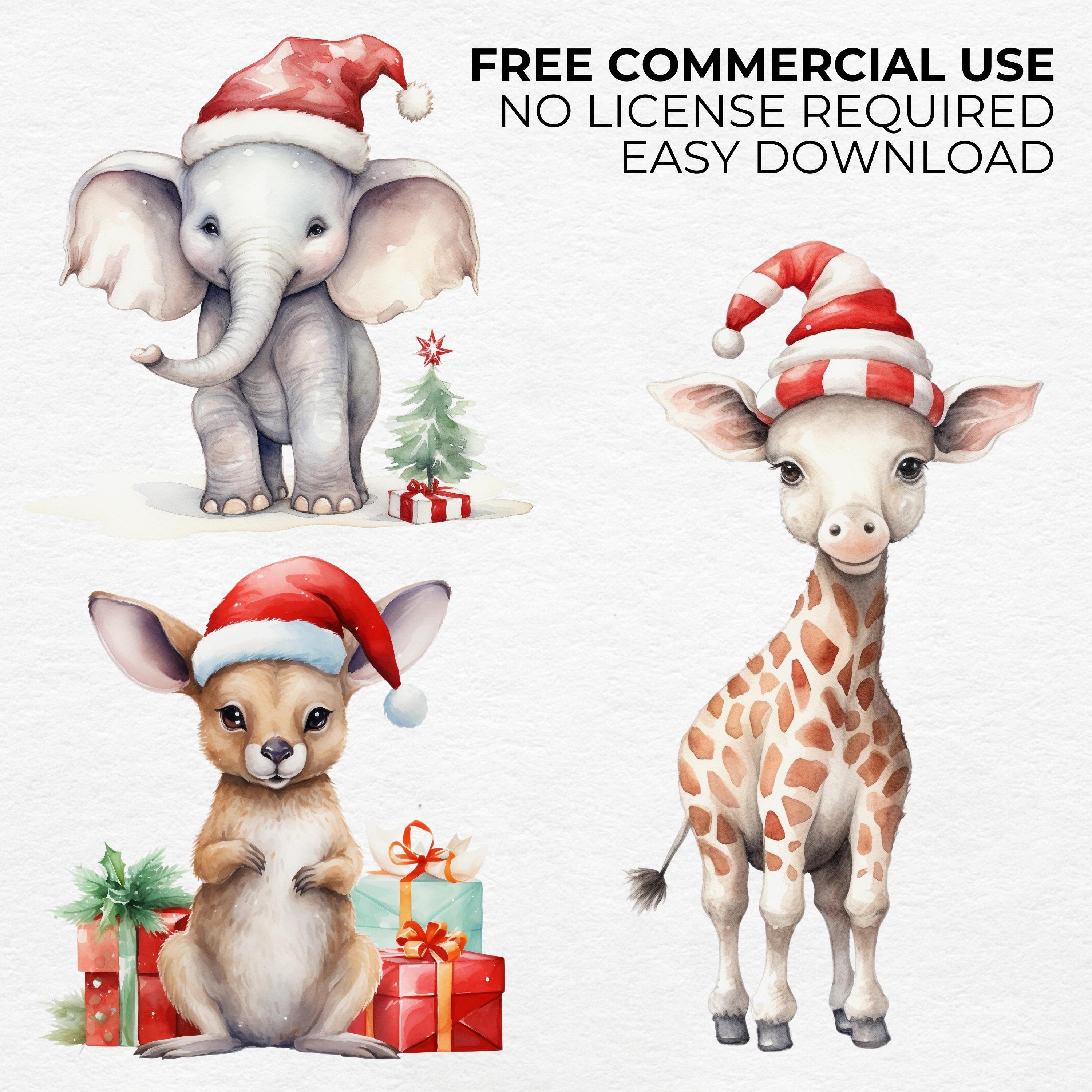 Christmas Animals Clipart PNG | Watercolor Christmas Gift Clipart ...