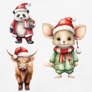 Christmas Animals Clipart PNG | Watercolor Christmas Gift Clipart ...