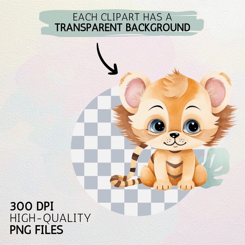 Watercolor Clipart Animal Baby PNG Bundle Baby Shower Designs - Etsy