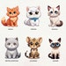 Cute Cats Clipart Bundle 20 Cats PNG Printable, Cute Cat Breeds ...