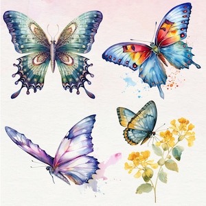 Butterfly Clipart Bundle | 30 Watercolor Butterfly PNG Painted ...