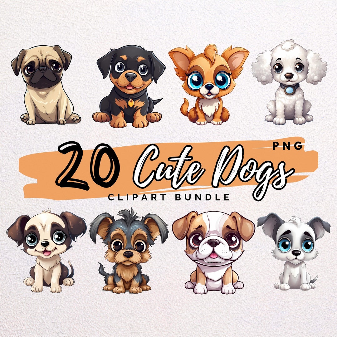Dogs Clipart Bundle 20 PNG & JPG Cute Dog Perfect for Card - Etsy