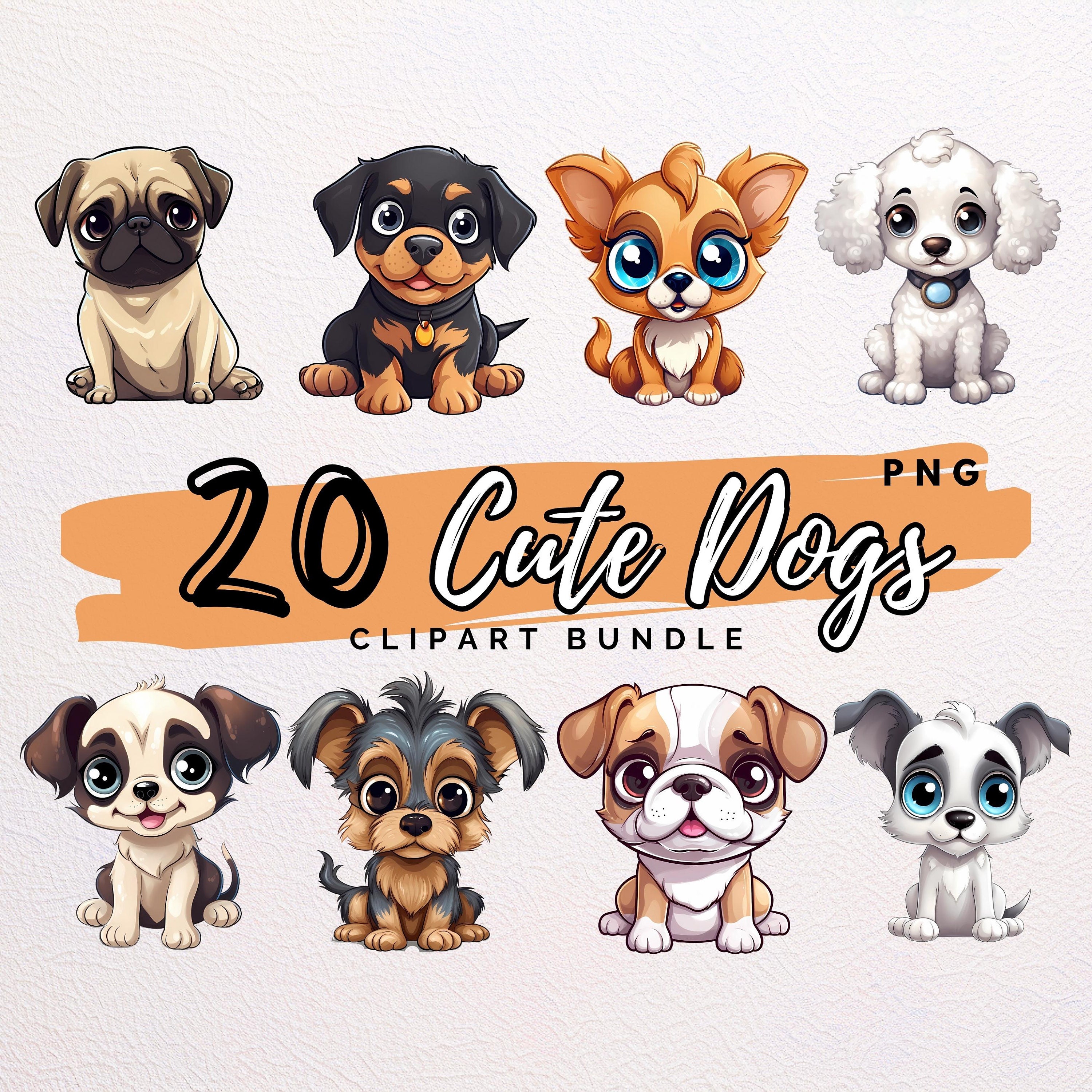 Dogs Clipart Bundle 20 PNG & JPG Cute Dog Perfect for Card - Etsy