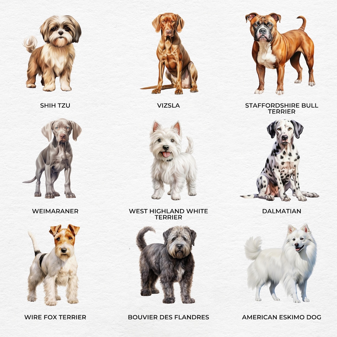 Watercolor Dogs Clipart | 30 Dog Breeds Clipart Bundle, Puppy Dog ...