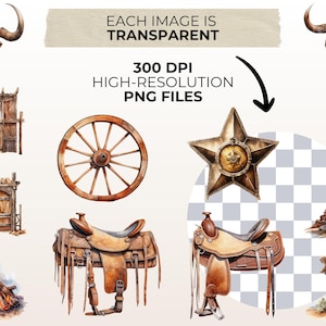 Watercolor Western Clipart - 150 Texas Horse Ranch Cowboy Bundle PNG ...