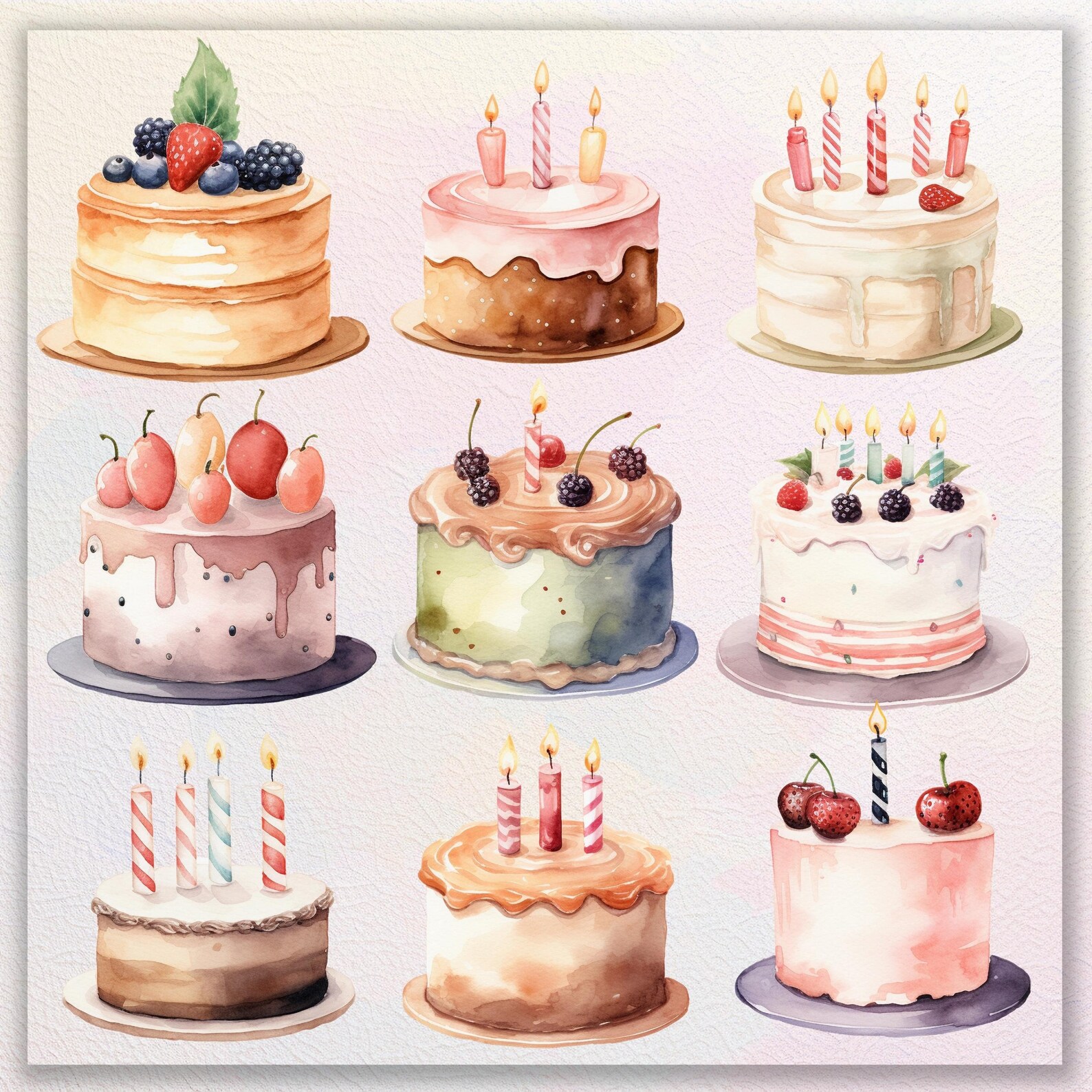 Sweet Cakes Watercolor Clipart Birthday Cake Clipart Bundle - Etsy
