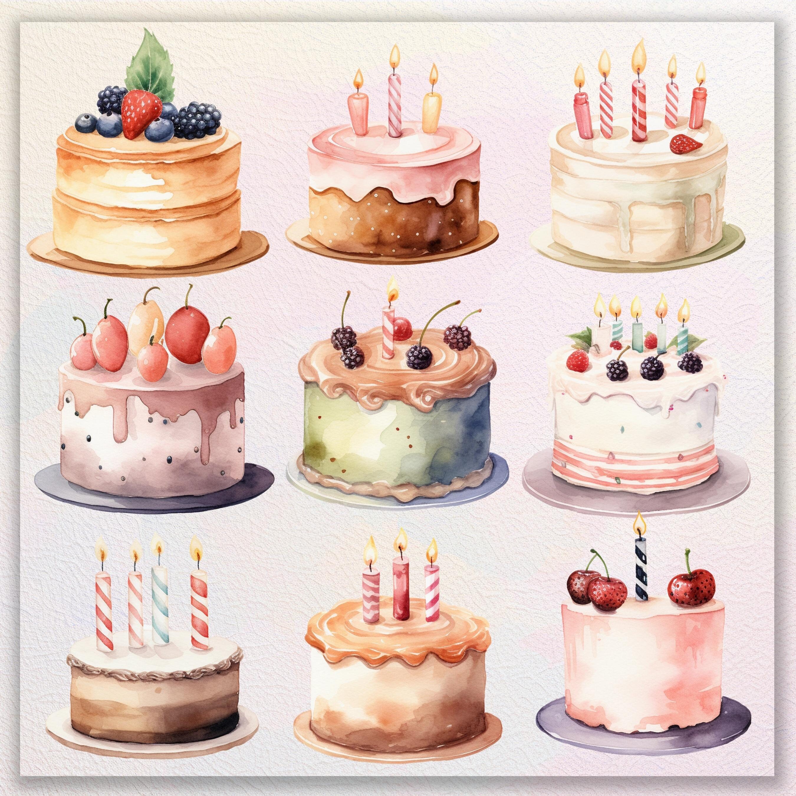 Sweet Cakes Watercolor Clipart | Birthday Cake Clipart Bundle ...
