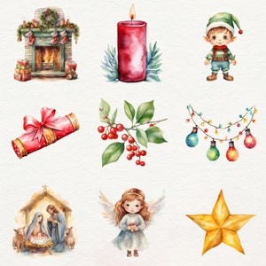 Christmas Clipart Bundle | 40 Watercolor Christmas Pngs, Winter Clipart ...
