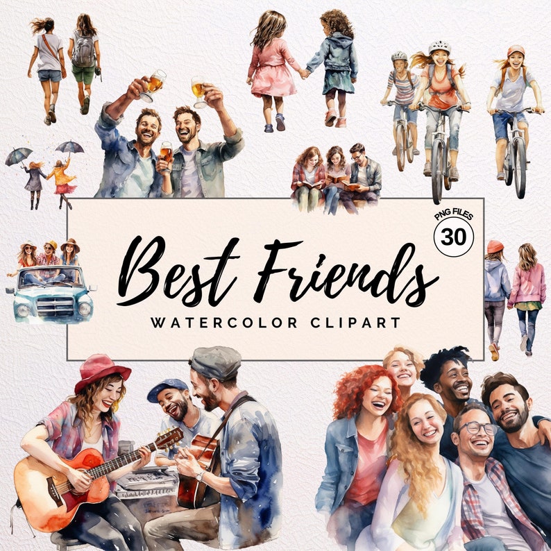 Watercolor Best Friends Clipart Bundle - Transparent Soul Mate PNG ...